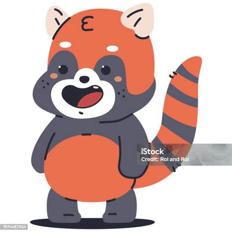 귀여운 빨간 아기 팬더 벡터 만화 캐릭터 일러스트 흰색 배경에 고립되어 있습니다 갈고리 발톱에 대한 스톡 벡터 아트 및 기타