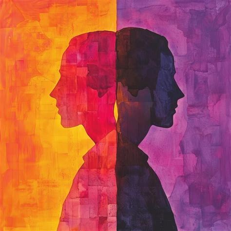 Two Sides Of The Same Coin Abstract Portrait Of A Person In Profile Premium Ai Generated Image