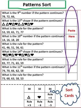 Number Shape Patterns Pre Posttests Mini Quizzes Sort Practice Pages
