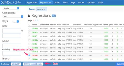 Tank Regressions Simscope Administration Guide