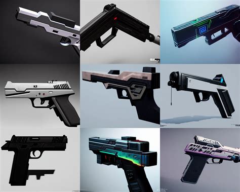 Cyberpunk Pistol With Transparent Part Muted Colors Stable