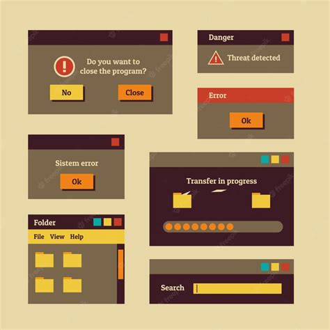 Free Vector Hand Drawn Retro Computer Windows Element Set