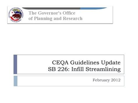 CEQA Guidelines Update SB 226 Office Of Planning And Research