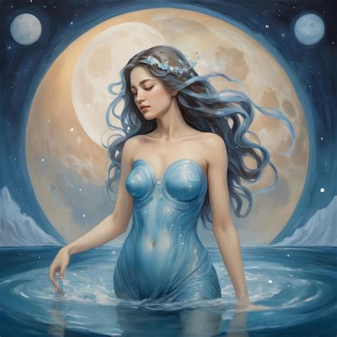 A Drawing Of An Aquarius Woman Zodiac Sign Aquarius Premium Ai Generated Image