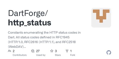 Github Dartforgestatus Constants Enumerating The Status Codes In Dart All Status