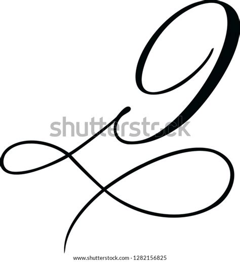 Calligraphy Number Vector 9 Stock Vector Royalty Free 1282156825
