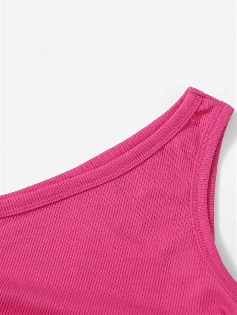 Shein Girls One Shoulder Ruched Drawstring Knot Side Crop Top Shein Usa