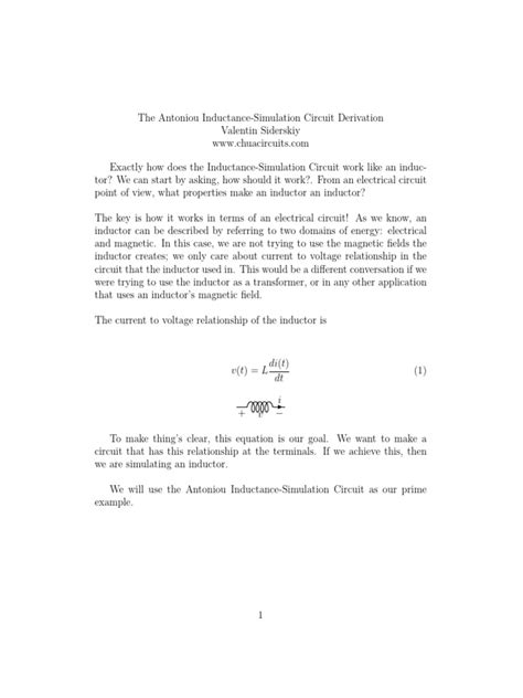 Antoniou Inductance Simulation Circuit Pdf