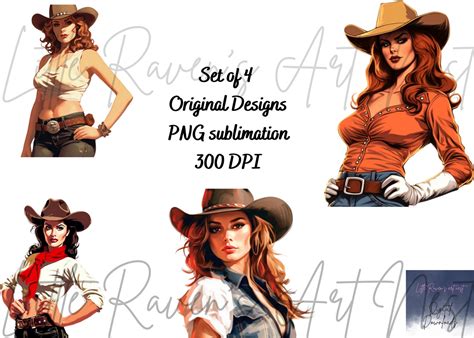 Cowgirl Pinup Woman Sublimation Clip Art Bundle Pin Up Etsy
