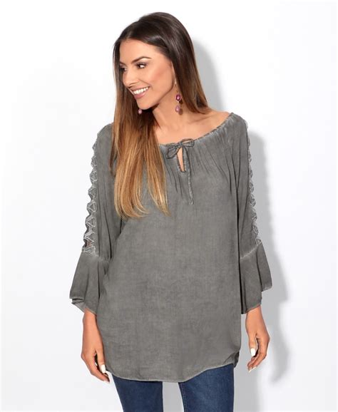 Tops Cut Out Crochet Sleeve Boho Top Krisp
