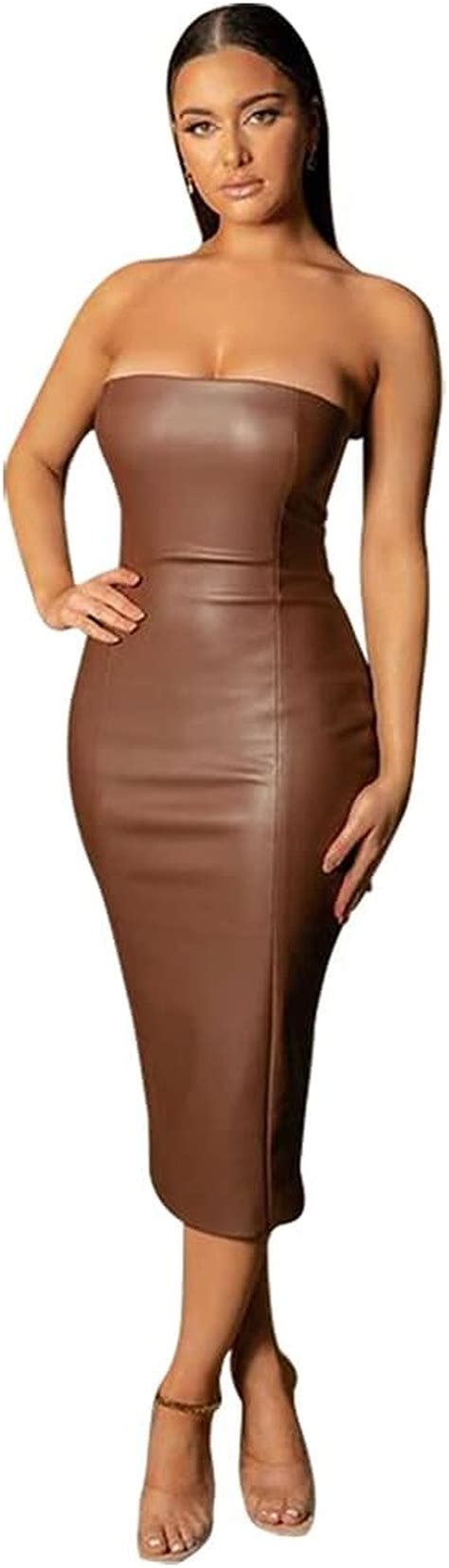 Women Sexy Strapless Tube Top Club Midi Dress Off Shoulder Bodycon Par