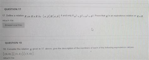 solved question 17 i 17 define a relation r on rxr by a ß