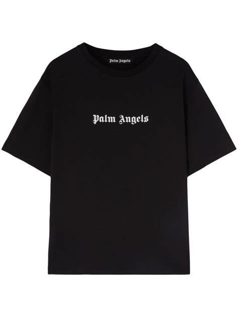 Palm Angels Logo Print Cotton T Shirt Black Farfetch