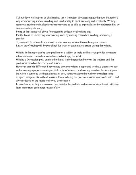 College Level Writing Unit2 College Level Writing Can Be Challenging