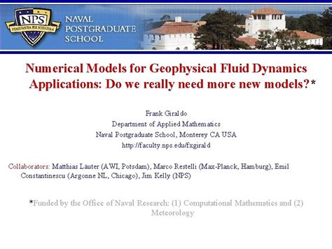 Numerical Models For Geophysical Fluid Dynamics Applications Do