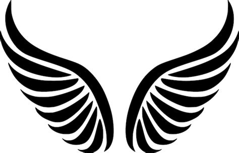 천사 날개 미니멀리스트 및 간단한 실루 터 일러스트레이션 프리미엄 벡터