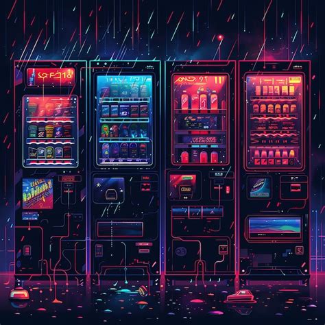 Premium Photo Design Of Holographic Vending Machines With Projected
