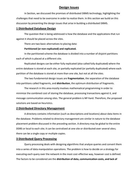 Solution Distributive Database Design Issues Studypool