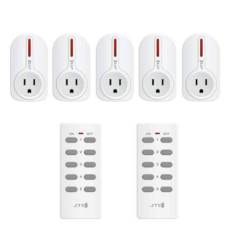 Jtd 5 Pack Remote Control Outlet Switch 3rd Generation Energy Saving Auto Programmable Wireless