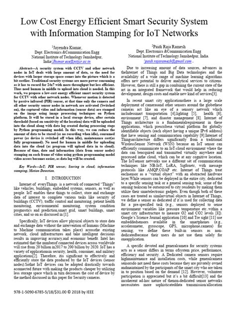 Low Cost Energy Efficient Smart Security System With Information