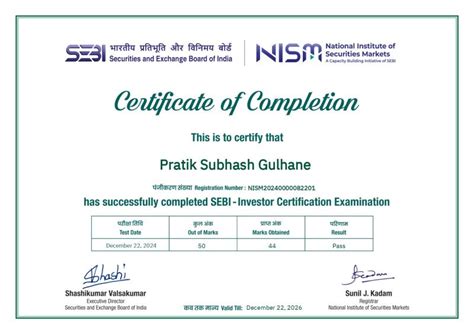 Pratik Gulhane On Linkedin Nism Sebi Investmenteducation