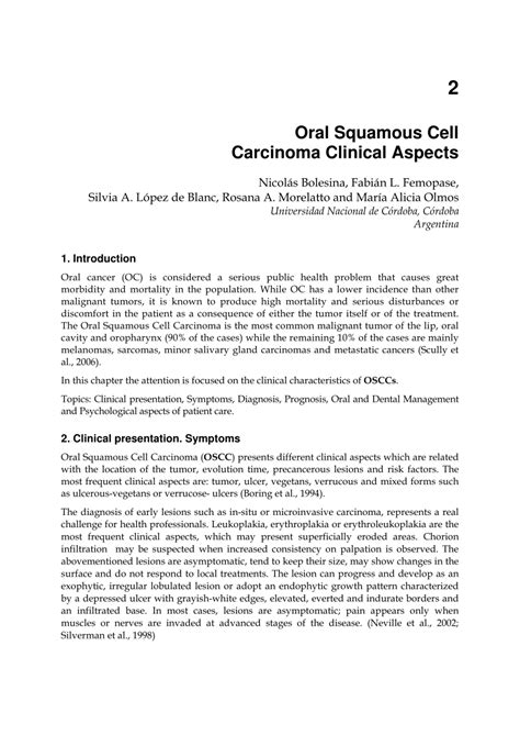 Pdf Oral Squamous Cell Carcinoma Clinical Aspects