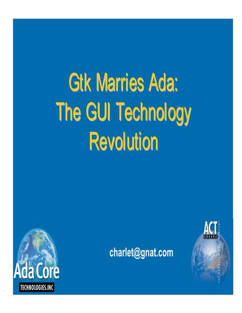 Gtk Marries Ada The Gui Technology Revolution Docslib