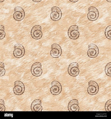 Green Hand Drawn Ammonite Fossil Seamless Pattern Gender Neutral
