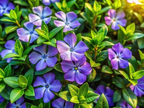 Stunning Aerial Perspective Of A Vibrant Purple Periwinkle Flower