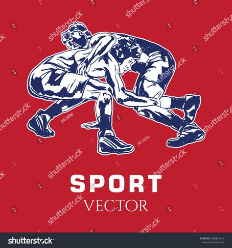 Drawing Vector Sport Wrestling Vector Illustration Stock Vector
