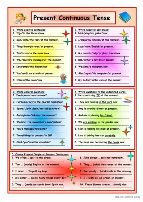 1 521 Present Continuous Progressive Tense English Esl Wor…