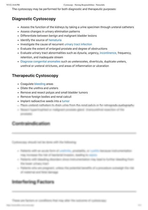 Solution Nursing Notes Diagnostic Test Cystoscopy Nursing