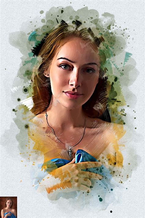 Abstract Watercolor Portrait Effect Design Cuts