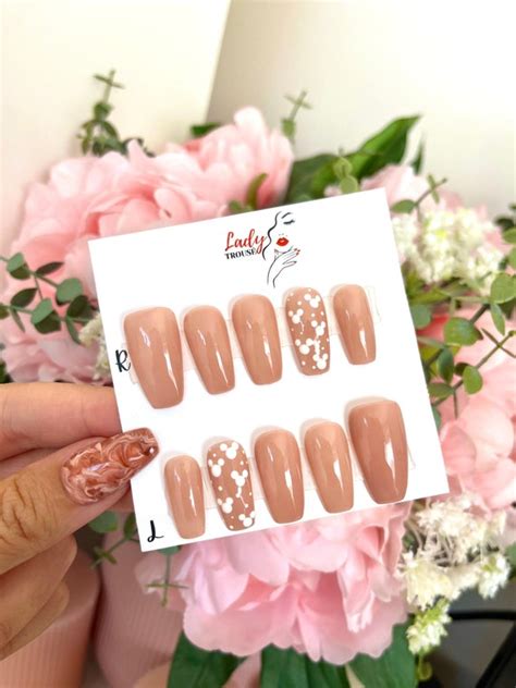 Disney Nude Press On Nails Disney Mickey Mouse Stick On Etsy