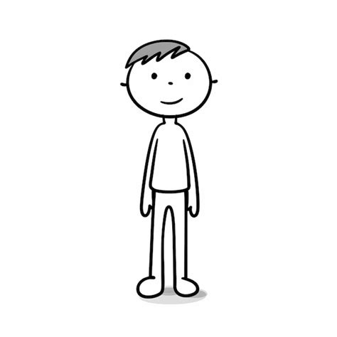 Premium Photo Cute Rounded Stick Figure A Playful Fullbody Illustration With Thick Outlines On