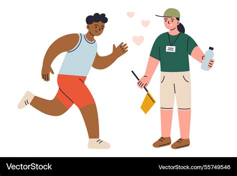 Sports Volunteer Assisting Royalty Free Vector Image