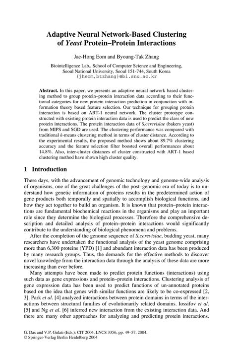 Pdf Adaptive Neural Network Based Clustering Of Yeast Proteinprotein Interactions