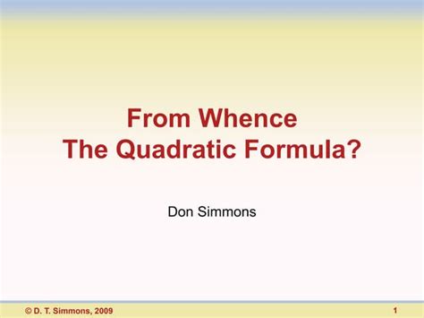 Deriving The Quadratic Formula Pdf