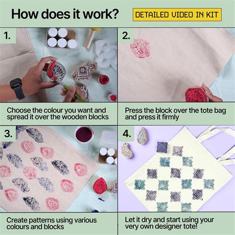 Diy Block Printing Kit Tote Bag Best Indian Arts And Crafts Kit