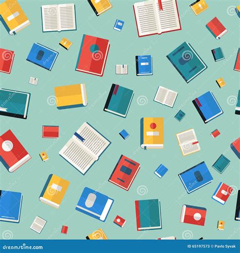Books Seamless Pattern Different Colorful Books Stock Vector