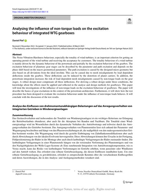 Analysing The Influence Of Non Torque Loads On The Excitation Behaviour