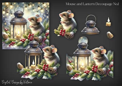 Mouse And Lantern Decoupage No 1 Graphic By Digital Designs By Victoria