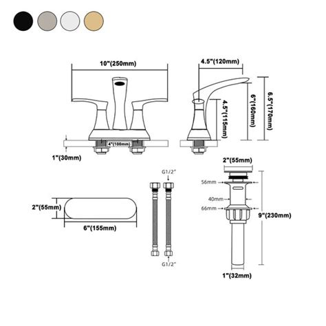 Square 2 Handle Bathroom Faucet 3 Hole Centerset Lavatory Faucet