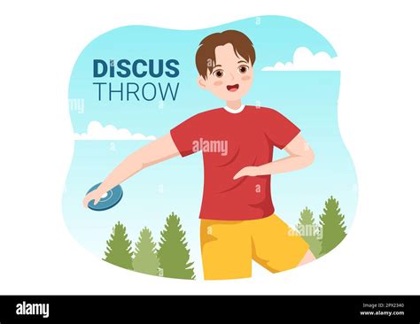Discus Throw Playing Athletics Illustration With Throwing A Wooden