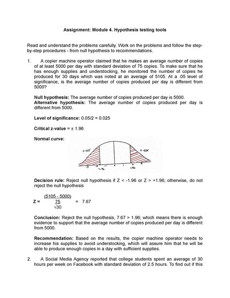Assignment Module 4 Hypothesis Testing Tools Assignment Module 4