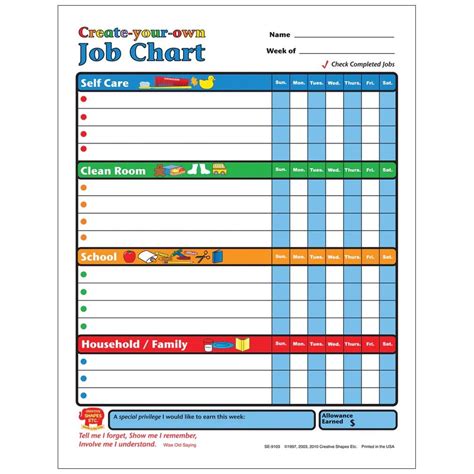 Create Your Own Job Chart 50 Sheet Pad By Creative Shapes