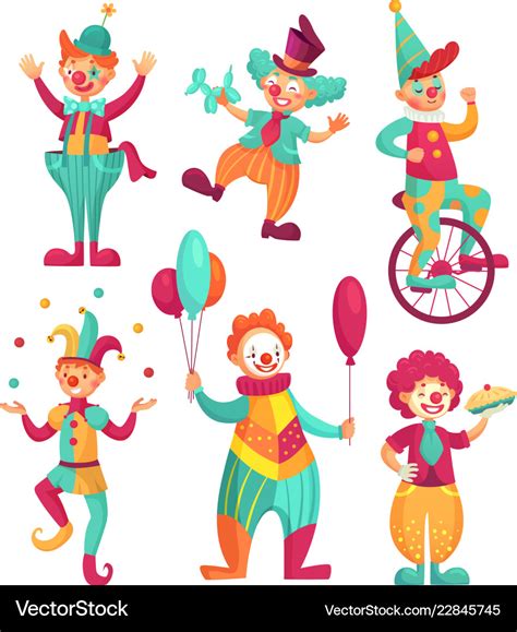 Circus Clowns Cartoon Clown Comedian Juggling Vector Image