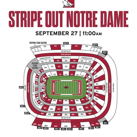 Stripe Out Notre Dame Map Arkansas Razorbacks