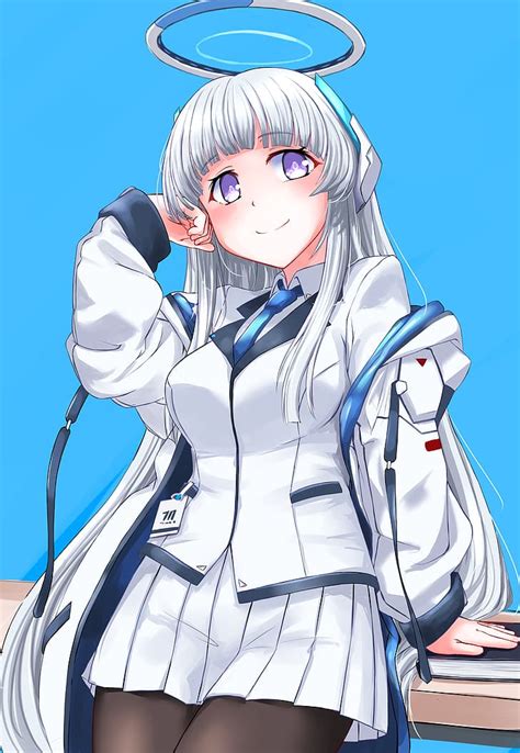 Anime Anime Girls Blue Archive Ushio Noa Long Hair White Hair