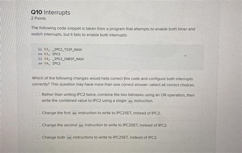 solved q9 interrupts 2 points how can we ensure interrupt a
